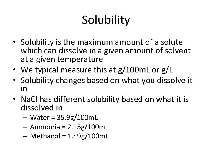 Solubility Conductivity and Polarity What is Solution Chemistry