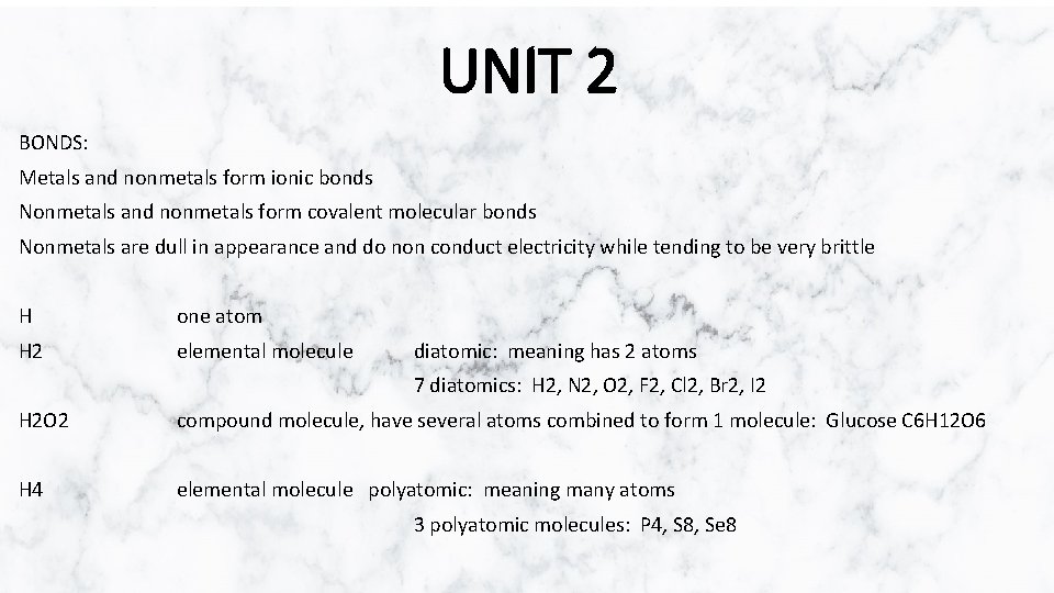 UNIT 2 Periodic table an organized listing of