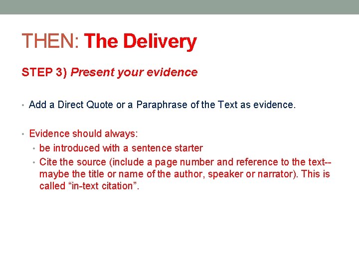 TDA ESSAY Part Two Body Paragraphs BODY PARAGRAPHS