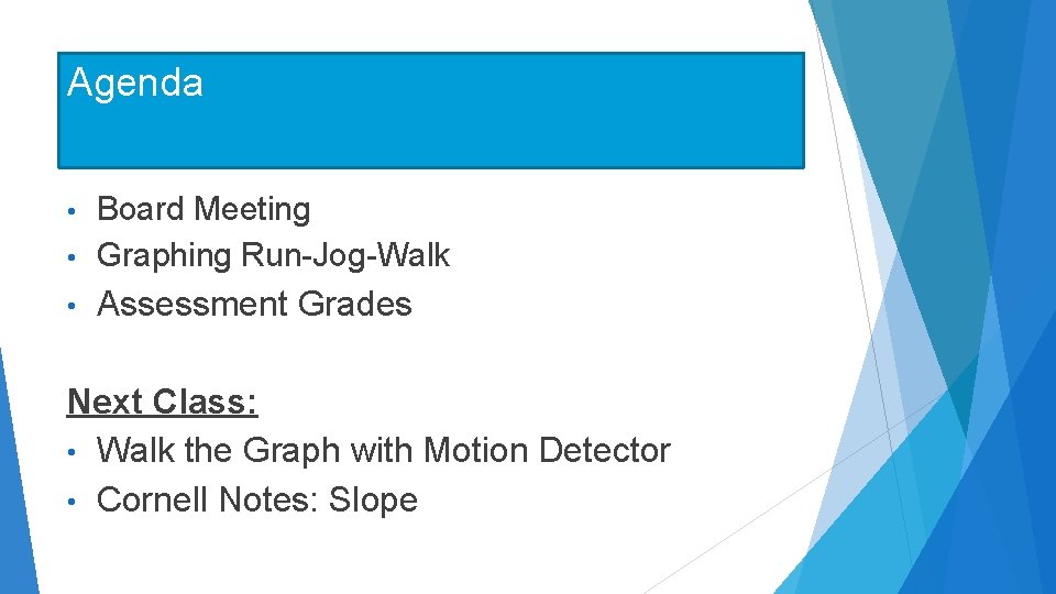Unit 2 Velocity Day 3 Graphing RunJogWalk Board