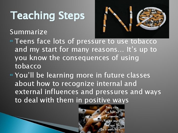 Tobacco Get the Facts Lesson 2 6 Objectives
