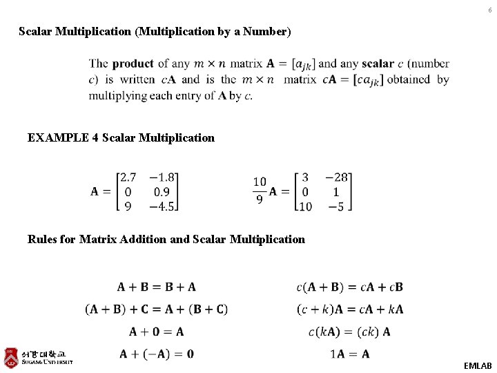 1 Chapter 7 Linear algebra EMLAB Basics of