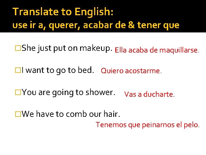 Body Parts Reflexive Verbs SECTION 7 1 TEST