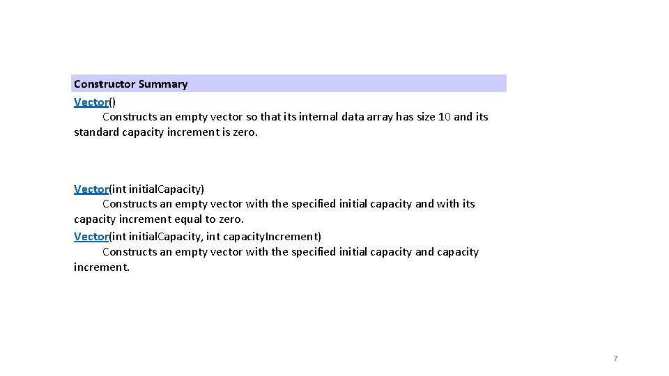 CS 116 Object Oriented Programming II Topics Vectors