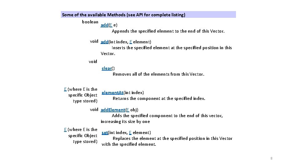 CS 116 Object Oriented Programming II Topics Vectors