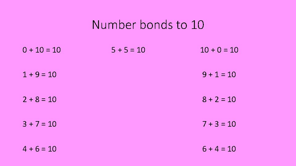 Number Bonds and Fact Families Our first step