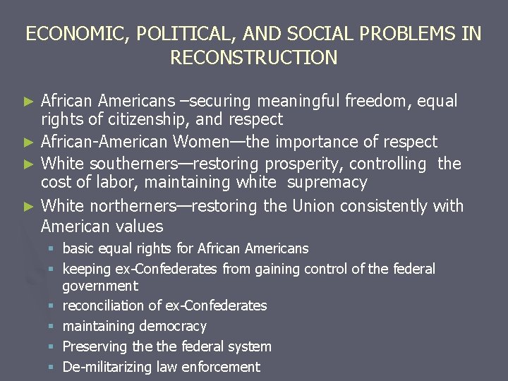 RECONSTRUCTION PROBLEMS SOLUTIONS CONFLICT RECONSTRUCTION AND TEKS Amending