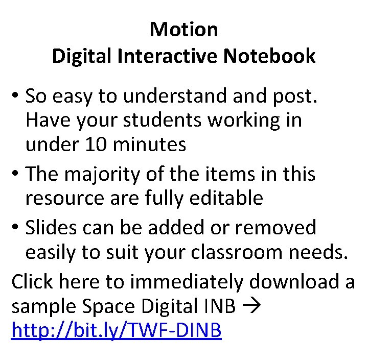 Motion Digital Interactive Notebook Chapter 1 OneDimensional Motion