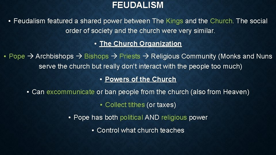 MIDDLE AGES REVIEW THINK BACK What led to