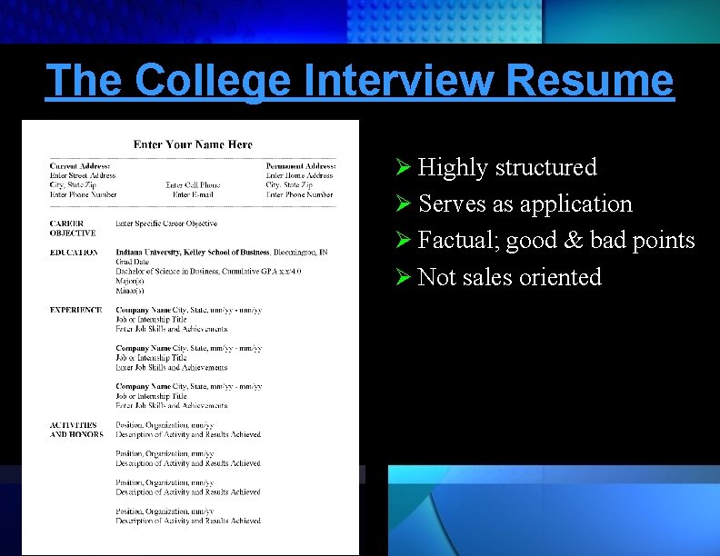 JOBTALKS Designing Your Resume Indiana University Kelley School