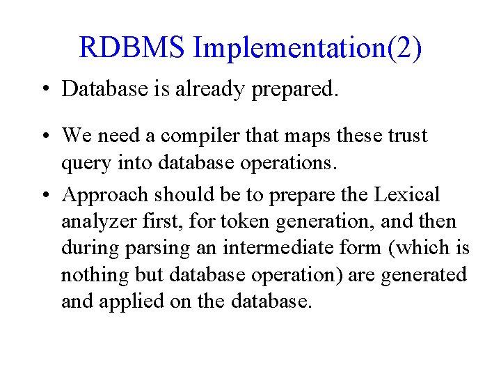 Representation of Trust Model using RDBMs Priyank Sharma