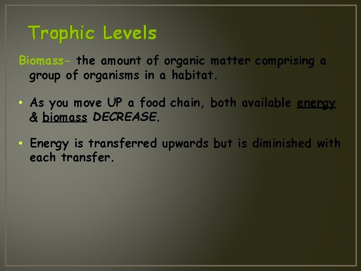 Energy Flow Notes Habitat vs Niche the role