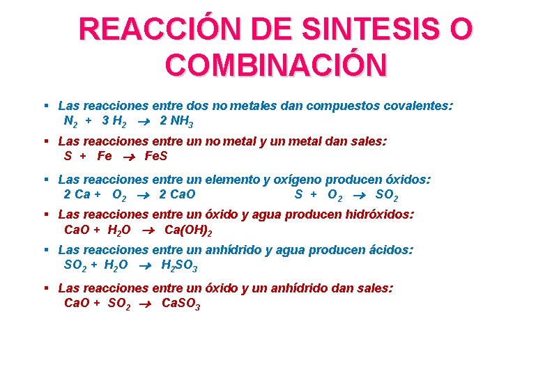 OBJETIVO Identificar las reacciones qumicas como un proceso