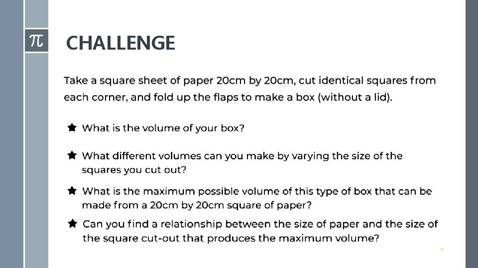 THE CUBOID CHALLENGE CHALLENGE CHALLENGE ACCEPTED Rough Figure
