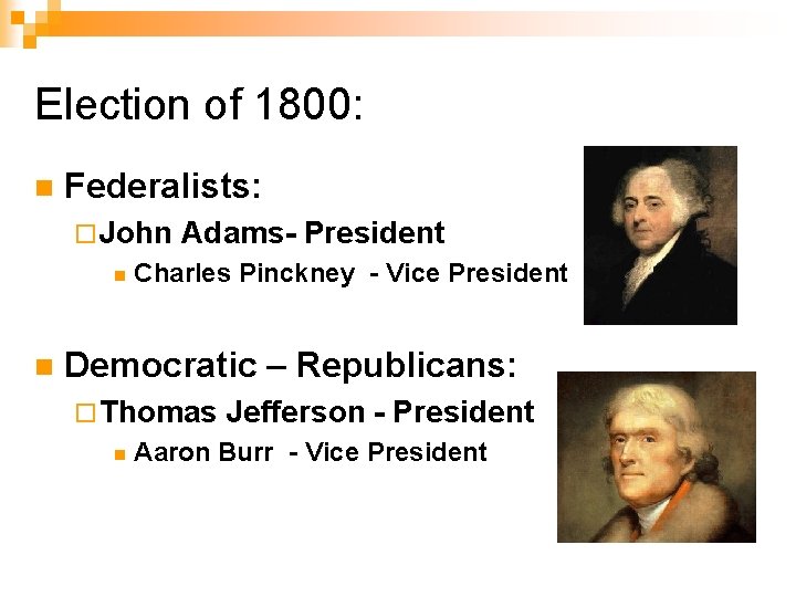 Chapter 9 section 1 The Republicans Take Power