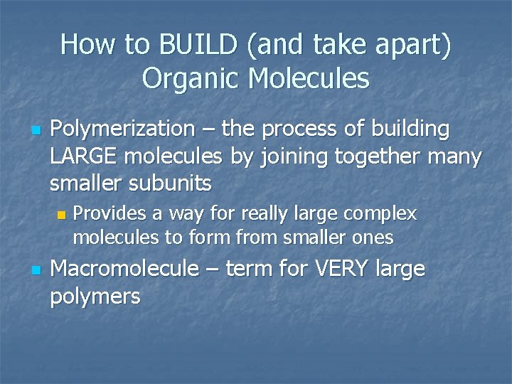 Organic Compounds Biology I Honors Elements and Compounds