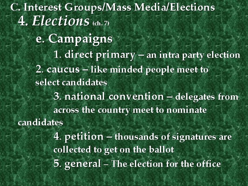 Unit 3 Political Behavior I Political Parties Ch