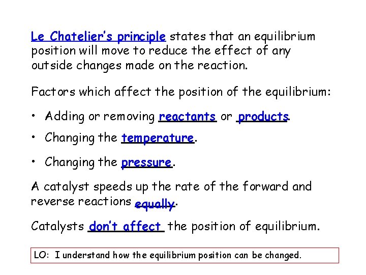 10 7 Shifting the Equilibrium Position LO I