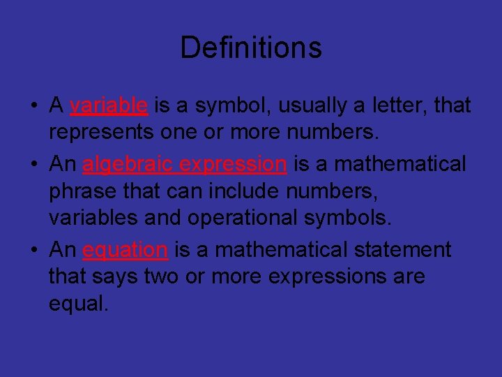 Section 1 1 Using Variables Objectives 1 To