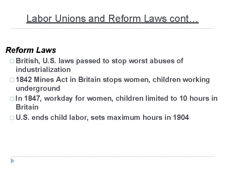Reform in the Industrial Revolution Objectives Students Analyze
