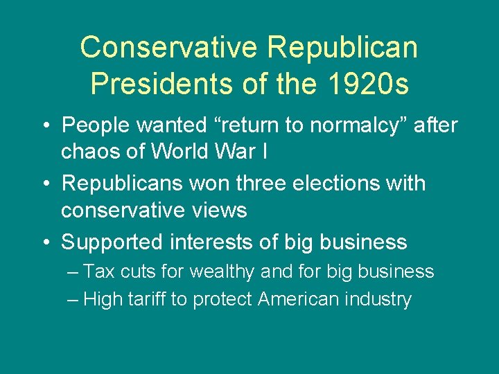 Republican Policies and the Boom of the 1920