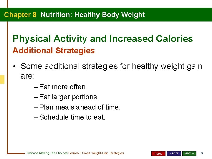 Chapter 8 Nutrition Healthy Body Weight Content Vocabulary