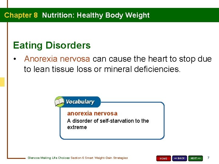 Chapter 8 Nutrition Healthy Body Weight Content Vocabulary