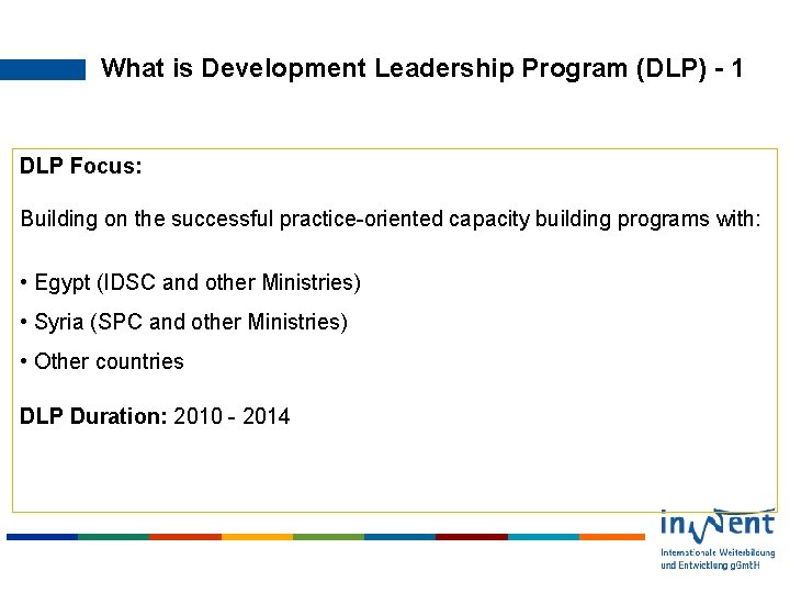 Partnership for Building Capacities Development Leadership Program DLP