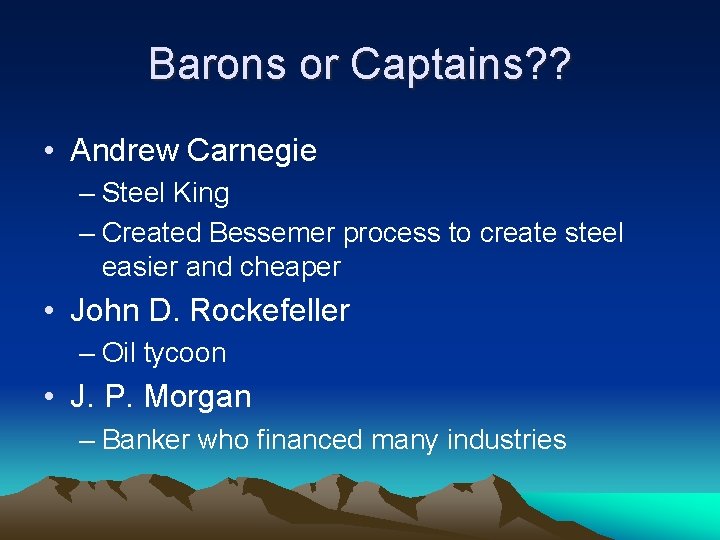 The Rise of Big Business Robber Barons Business