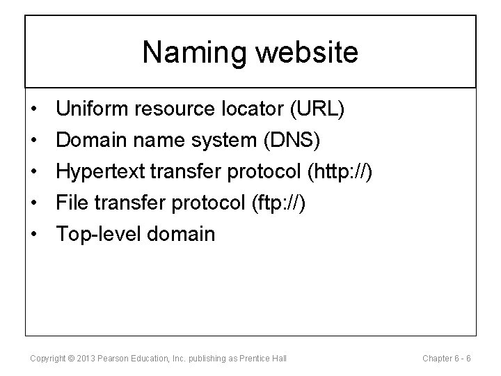Chapter 6 The Web and ECommerce Copyright 2013