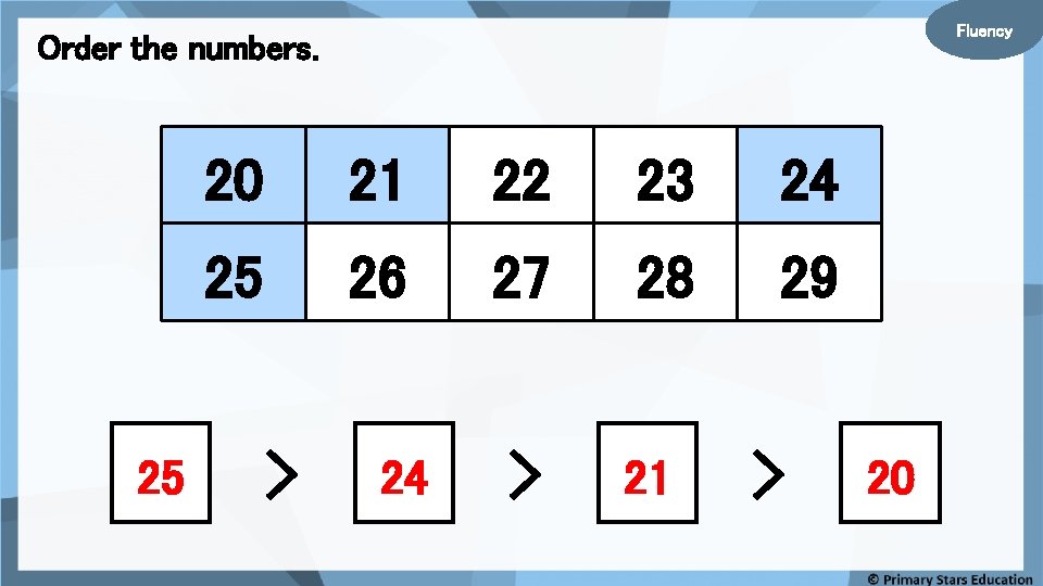 YEAR 1 Place value within 50 Order numbers