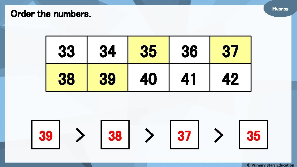 YEAR 1 Place value within 50 Order numbers