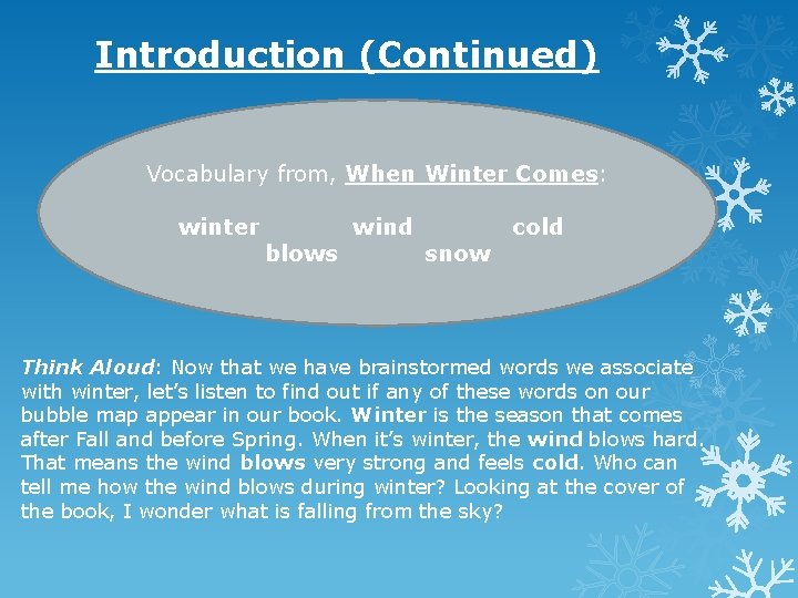 Transdisciplinary Final Vocabulary Project Kindergarten Unit Winter Grace