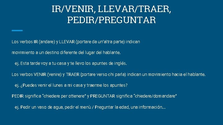 SPAGNOLO Perfrasis verbales de infinitivo gerundio y participio