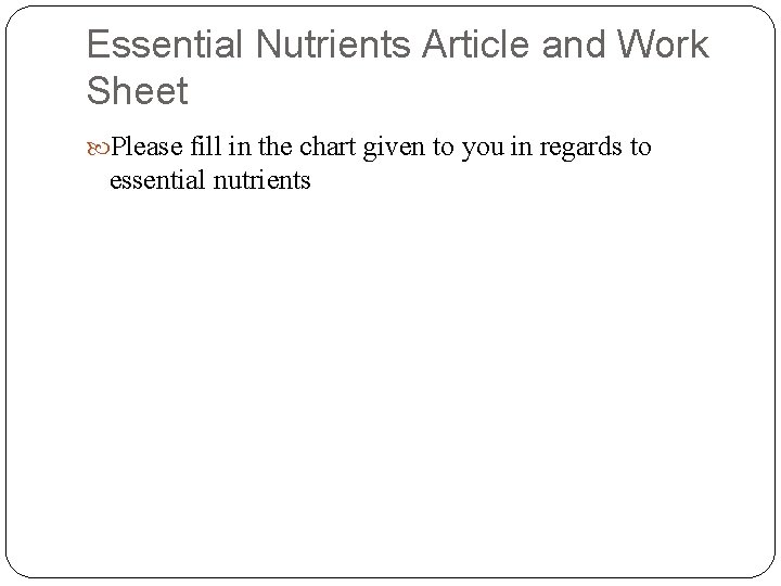 Unit 3 Nutrition Health and Well Being Introduction