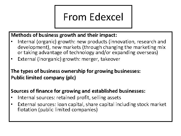 2 1 1 Business Growth Worksheet From Edexcel