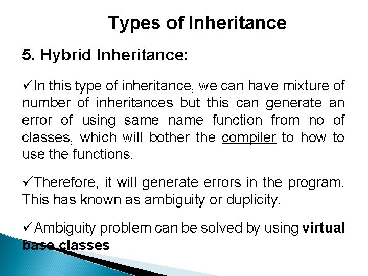 Inheritance Introduction Types Syntax Visibility Modes Example Programs 8268