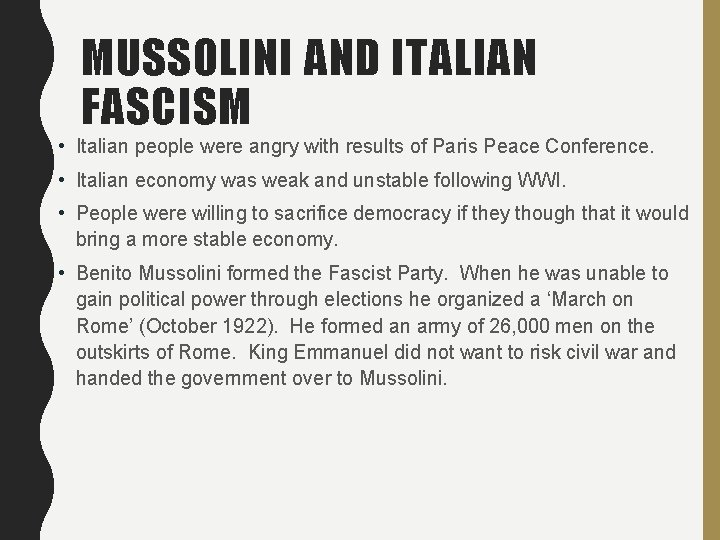 WORLD WAR II BACKGROUND TO WWII No one