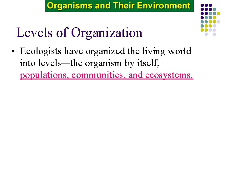 What is ecology The branch of biology that