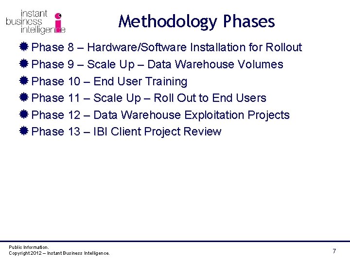 Business Intelligence Methodology www Instant BI com 132012