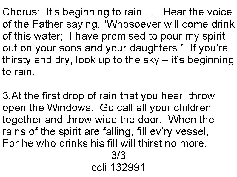 Its Beginning to Rain Chorus Its beginning to