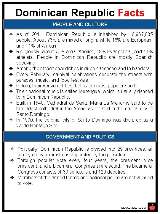 Dominican Republic Facts Dominican Republic is a country