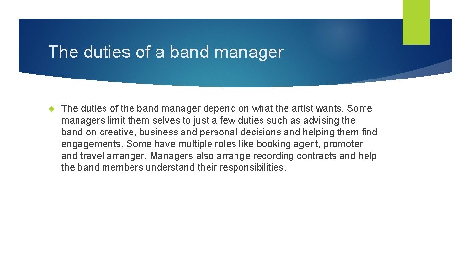 Band manager The role of a band manager
