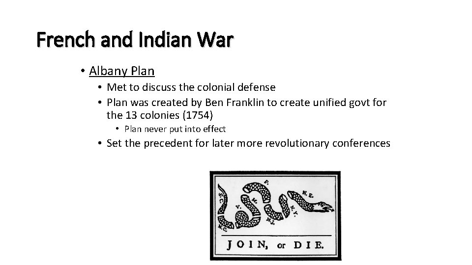 Warm Up French and Indian War Albany Plan