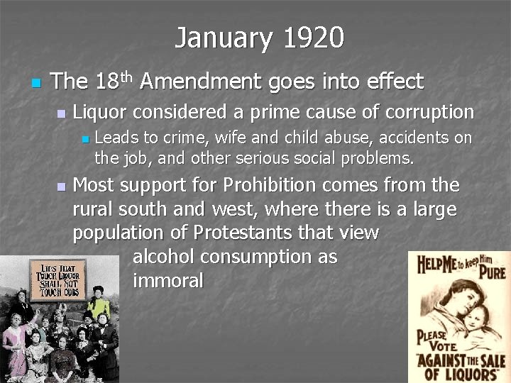 PROHIBITION AND BOOTLEGGERS The rise of organized crime