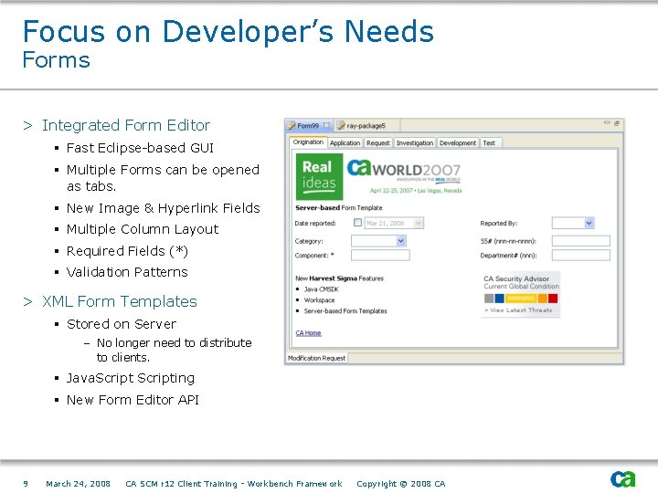 CA SCM r 12 Client Training Workbench Framework