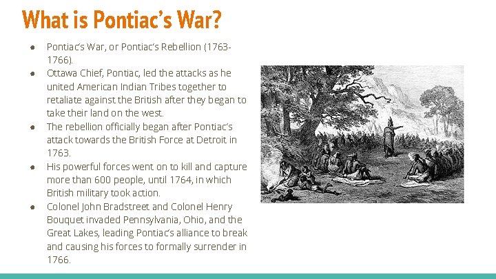 Pontiacs War and the Proclamation of 1763 BY