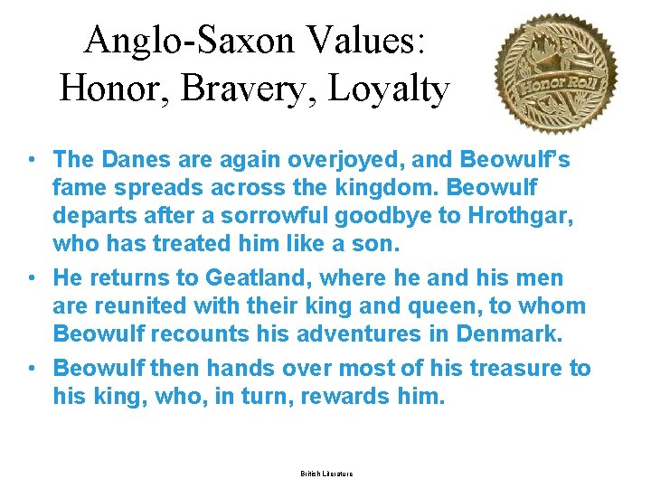 Beowulf Review British Literature King Hrothgar of Denmark
