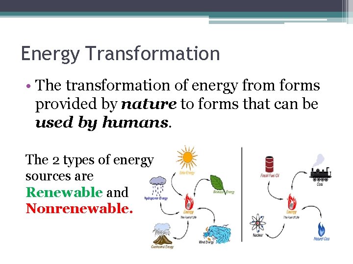 Energy Transfer Resources Renewable vs Nonrenewable How is