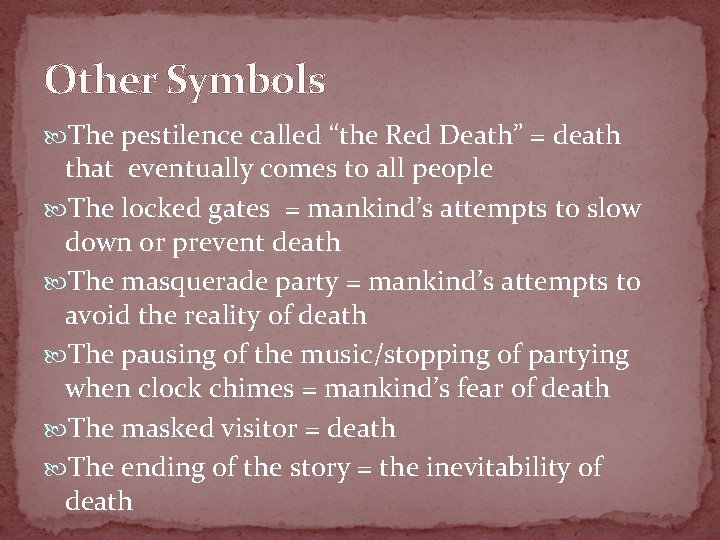 Masque of the Red Death Symbols The Rooms